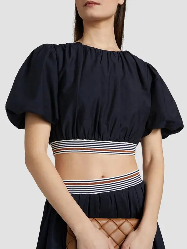 Veronica Beard Gabriela Cotton-silk Crop Top
