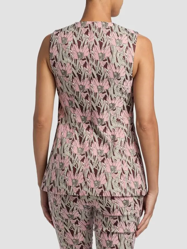 Veronica Beard Jessup Metallic Floral Vest - Raisin Multi