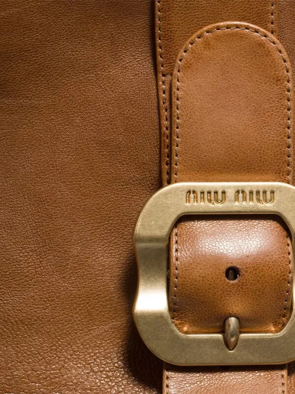 Miu Miu Nappa Leather Boots With Buckle - Brown