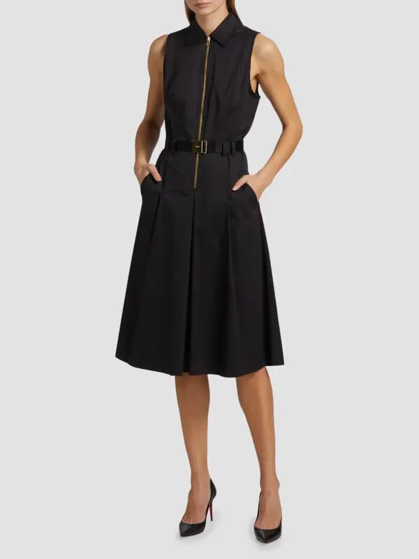 L'Agence Kylo Cotton-blend Belted Midi-shirtdress