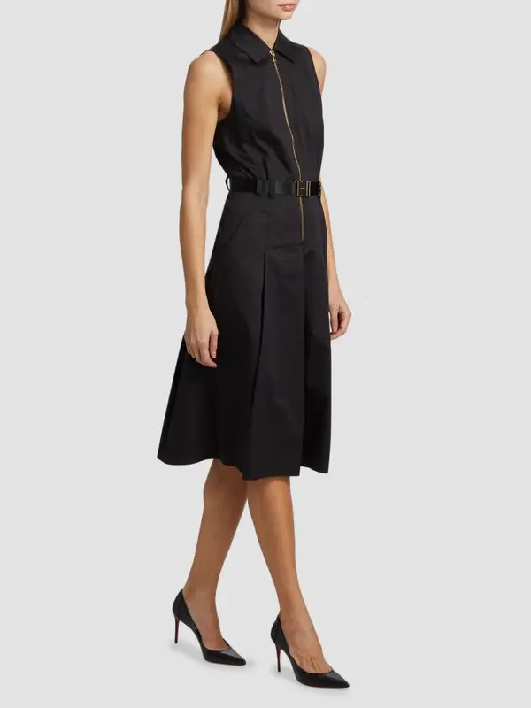 L'Agence Kylo Cotton-blend Belted Midi-shirtdress
