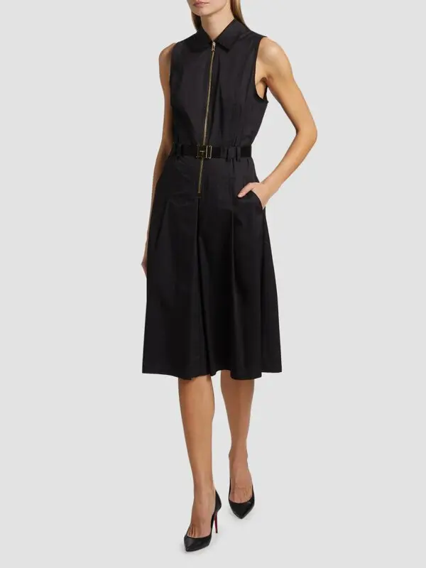 L'AGENCE Kylo Cotton-blend Belted Midi-shirtdress - Black