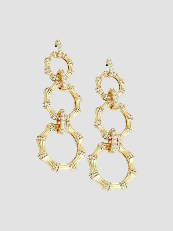 ANABEL ARAM Bamboo 18k--plated & Cubic Zirconia Triple Drop Earrings