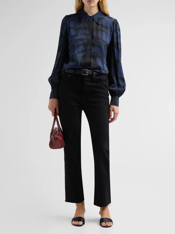Kobi Halperin Davis Tiger-print Silk Blouse