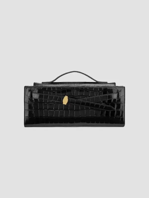 Veronica Beard Croc-embossed Leather Clutch