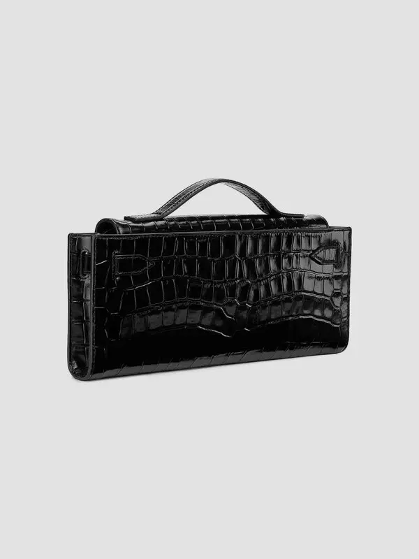 Veronica Beard Croc-embossed Leather Clutch