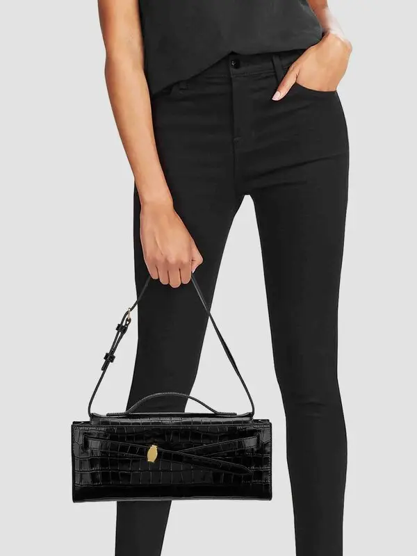Veronica Beard Croc-embossed Leather Clutch