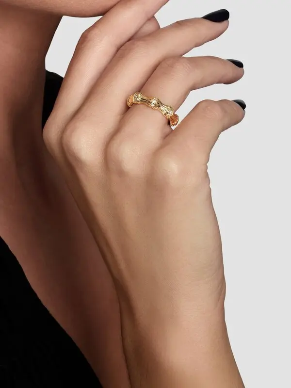 ANABEL ARAM Bamboo 18k--plated & Cubic Zirconia Ring