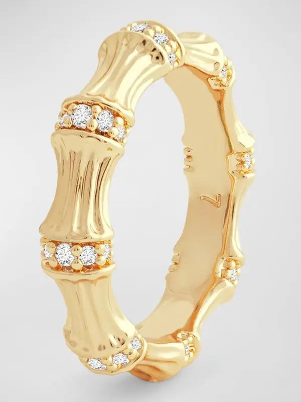 ANABEL ARAM Bamboo 18k--plated & Cubic Zirconia Ring