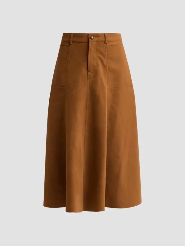 Kobi Halperin Connor Leather A-line Midi Skirt - Cognac