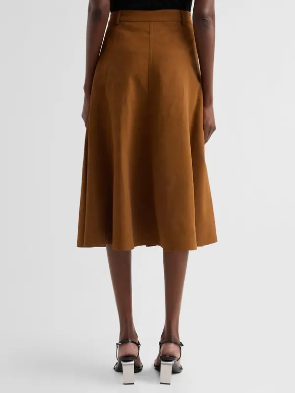 Kobi Halperin Connor Leather A-line Midi Skirt - Cognac