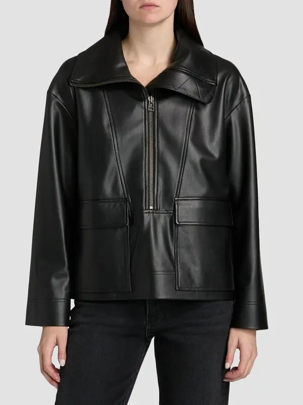 Veronica Beard Brian Faux-leather Popover Jacket