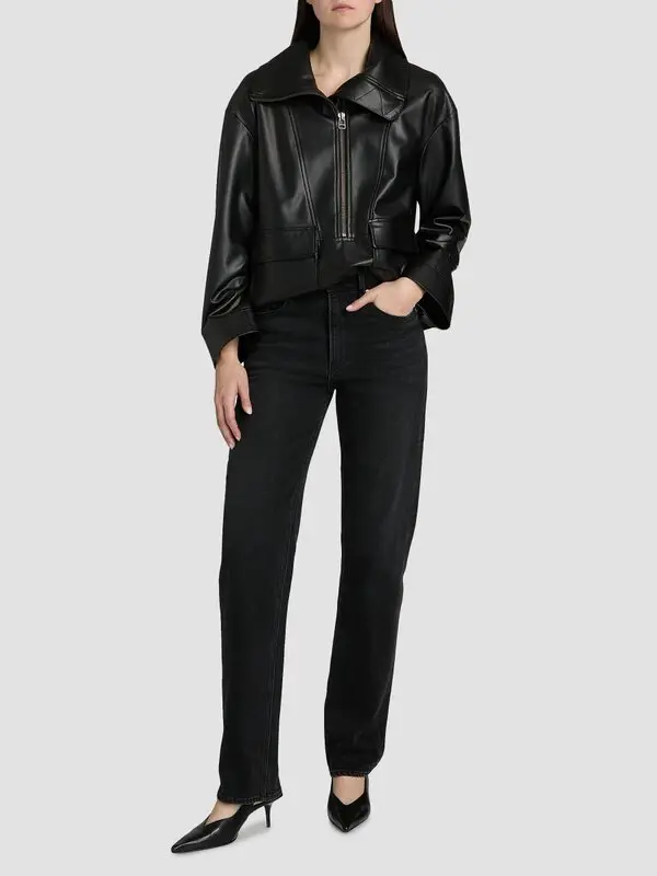 Veronica Beard Brian Faux-leather Popover Jacket