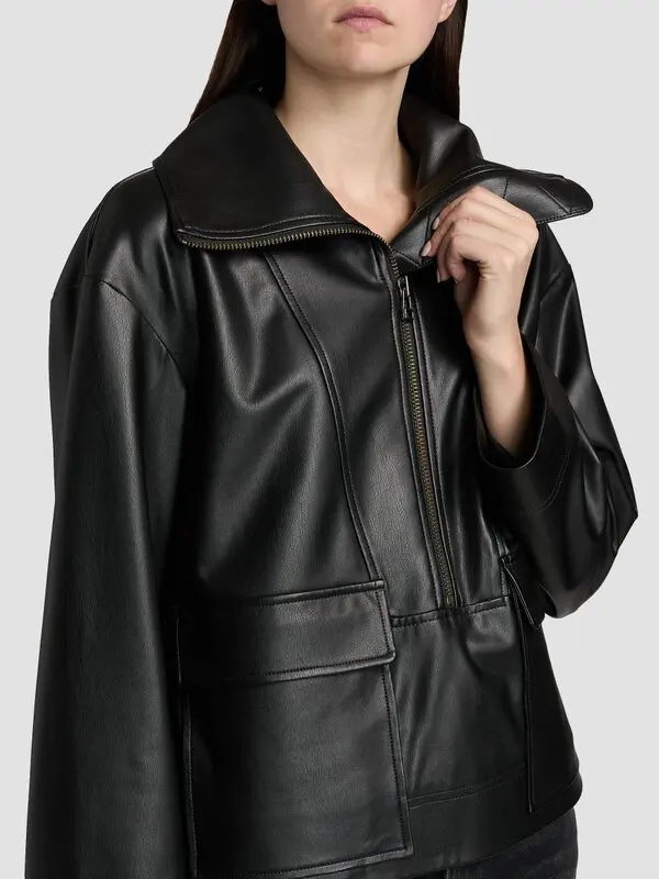 Veronica Beard Brian Faux-leather Popover Jacket