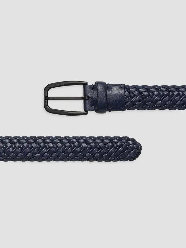 Zegna Leather Braided Belt - Blue