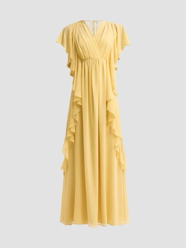 UNGARO Saffron Ruffle Empire Dress - Raffia
