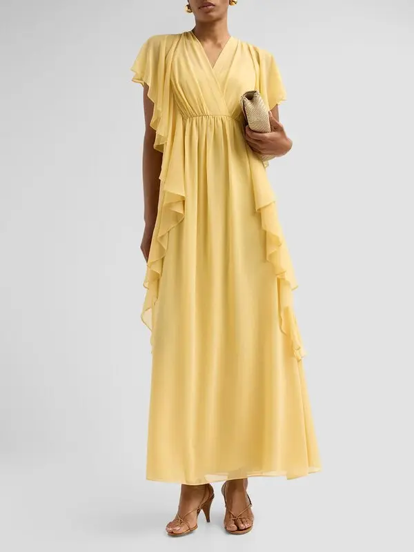 UNGARO Saffron Ruffle Empire Dress - Raffia