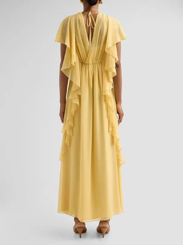 UNGARO Saffron Ruffle Empire Dress - Raffia
