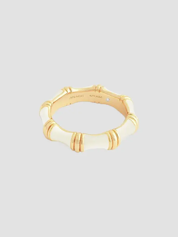 ANABEL ARAM Bamboo 18k-gold-plated & Enamel Ring - Creme