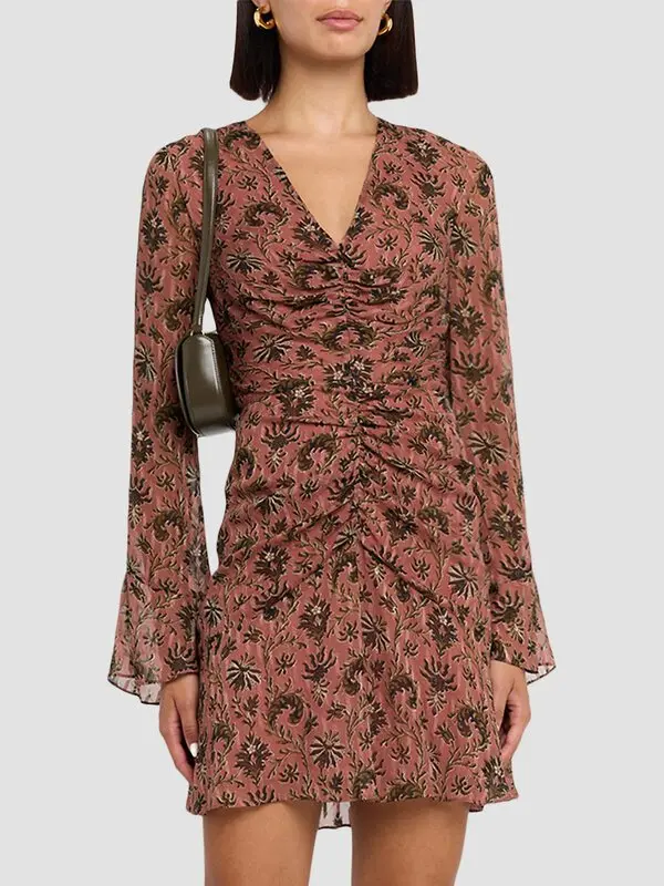 Veronica Beard Beaty Long-sleeve Ruched Minidress
