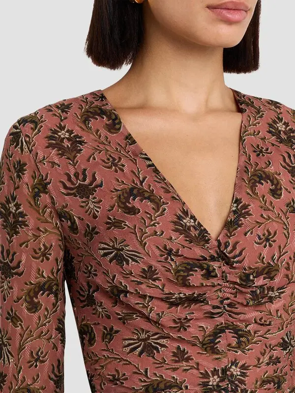 Veronica Beard Beaty Long-sleeve Ruched Minidress