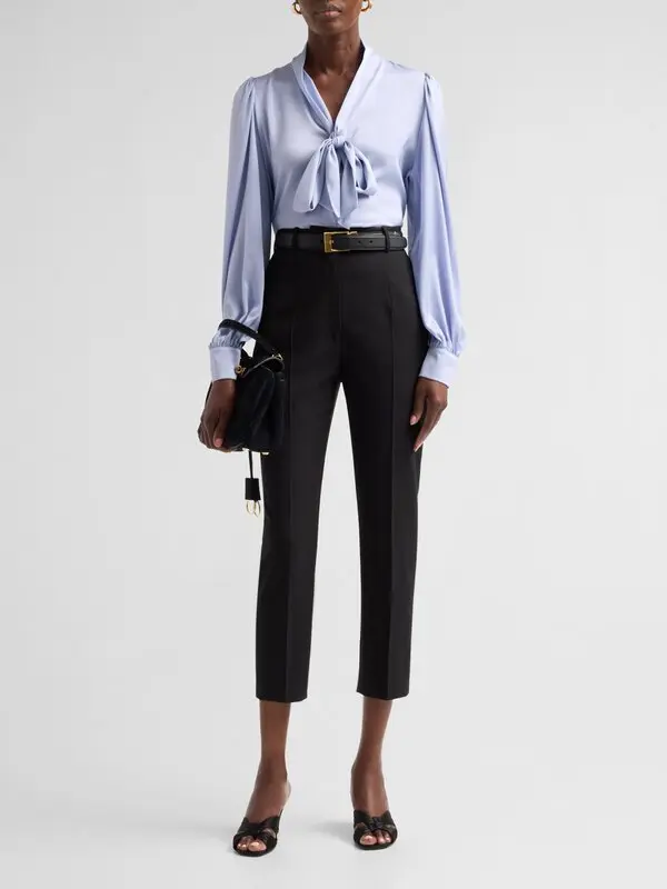 Kobi Halperin Selena Stretch-silk Tie-front Blouse - Frost