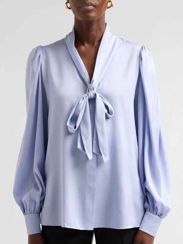 Kobi Halperin Selena Stretch-silk Tie-front Blouse - Frost