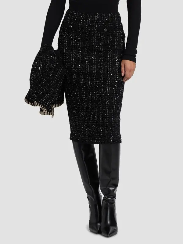 Veronica Beard Corbin Sequined Knit Pencil Skirt