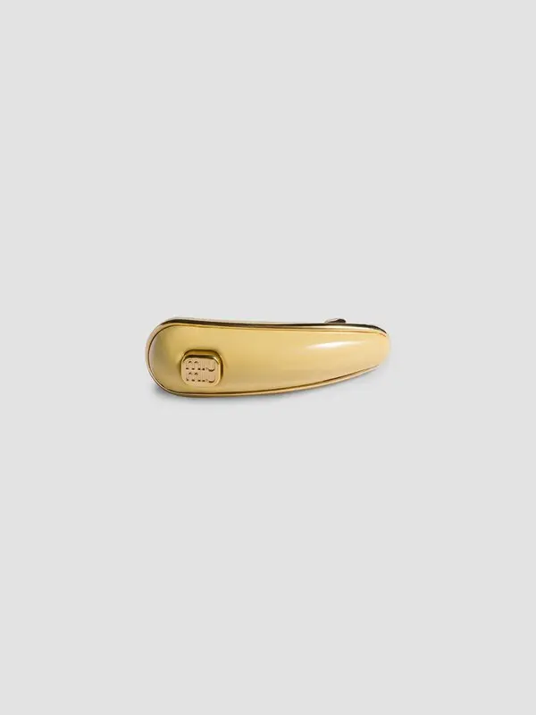 Miu Miu Patent Leather Hair Clip - Yellow