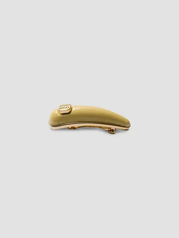 Miu Miu Patent Leather Hair Clip - Yellow