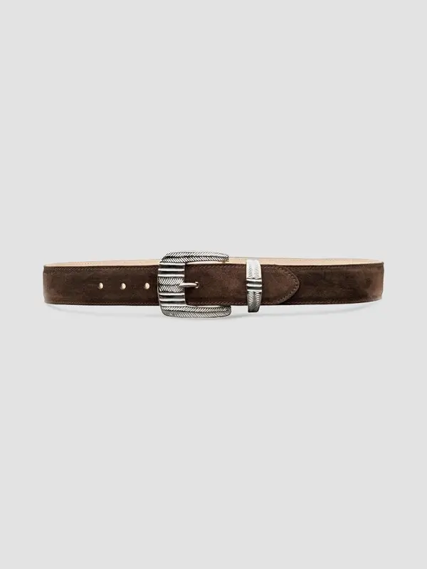 L'Agence Aya Suede Belt - Chocolate