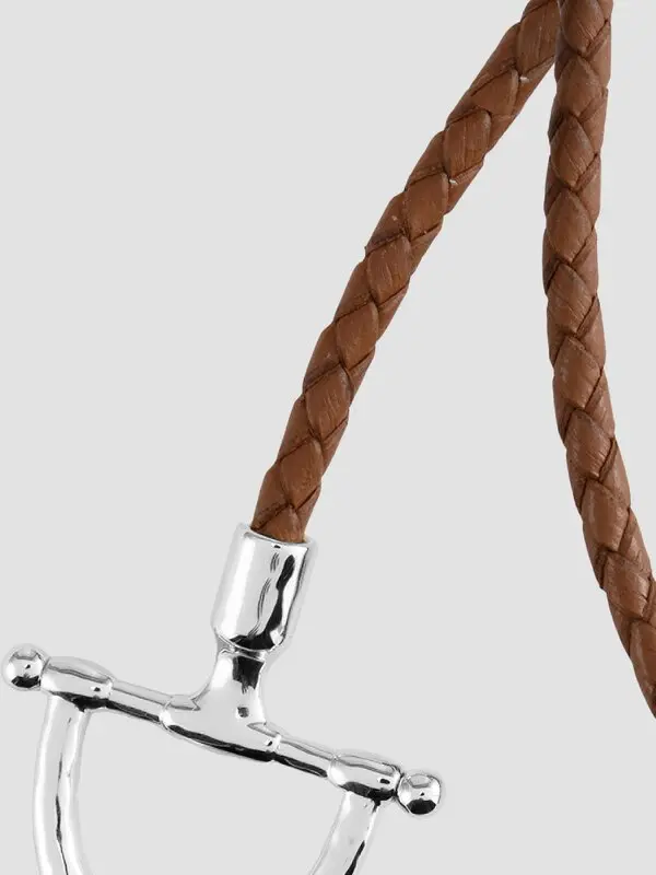 ANABEL ARAM Cheval Braided Leather & Sterling Silver-plated Wrap Bracelet - Saddle