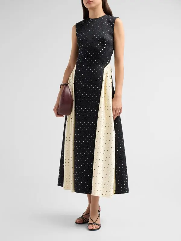 Lela Rose Alexis Polka Dot Jacquard Midi-dress