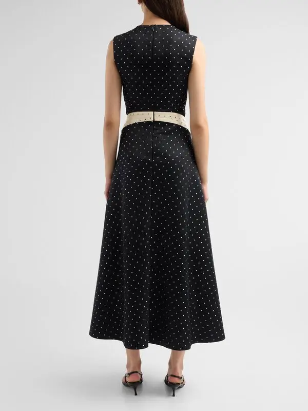 Lela Rose Alexis Polka Dot Jacquard Midi-dress