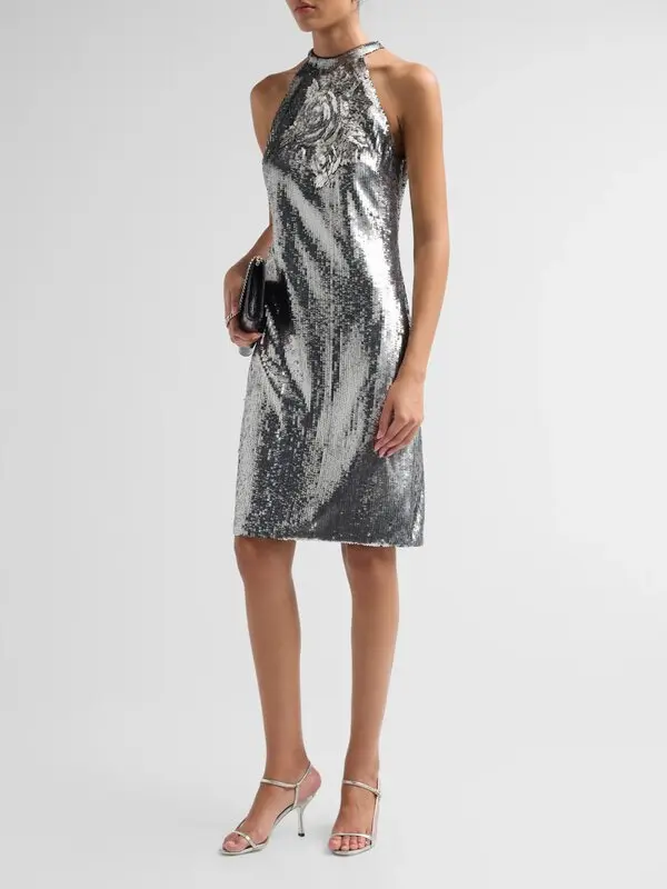 UNGARO Maris Sequined Hand-beaded Knee-length Dress