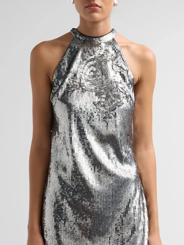 UNGARO Maris Sequined Hand-beaded Knee-length Dress