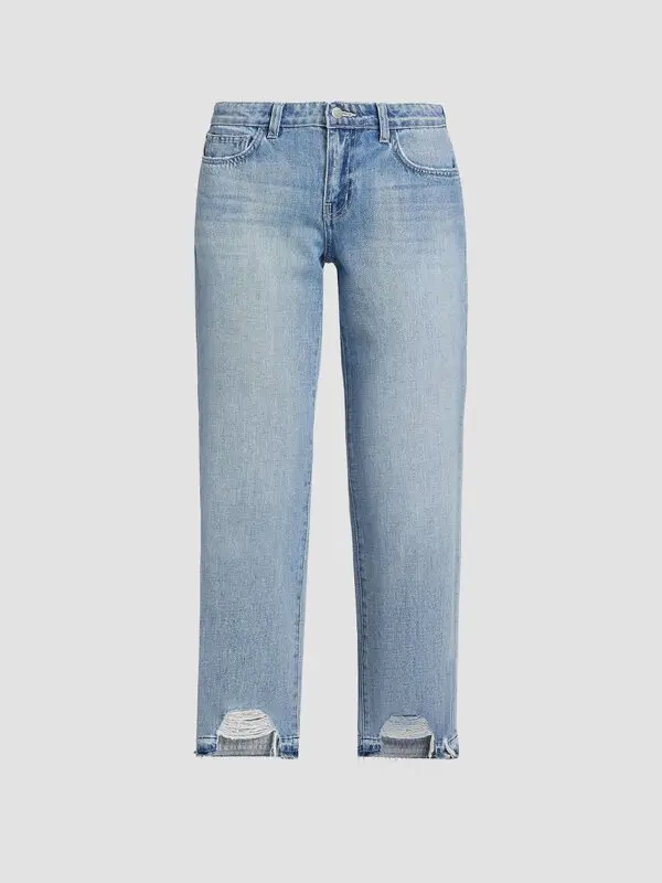 L'Agence Blaine Distressed Denim Low-rise Stovepipe Crop Jeans
