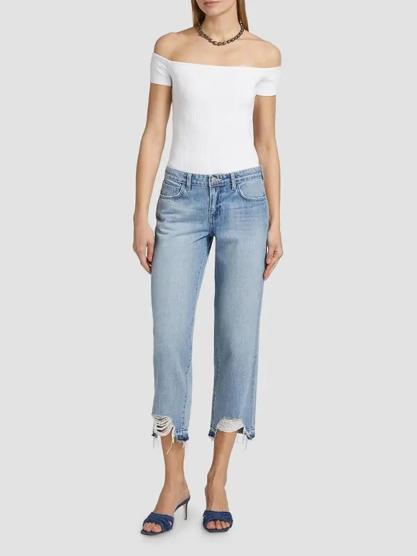 L'Agence Blaine Distressed Denim Low-rise Stovepipe Crop Jeans
