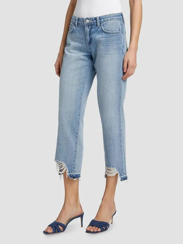 L'Agence Blaine Distressed Denim Low-rise Stovepipe Crop Jeans