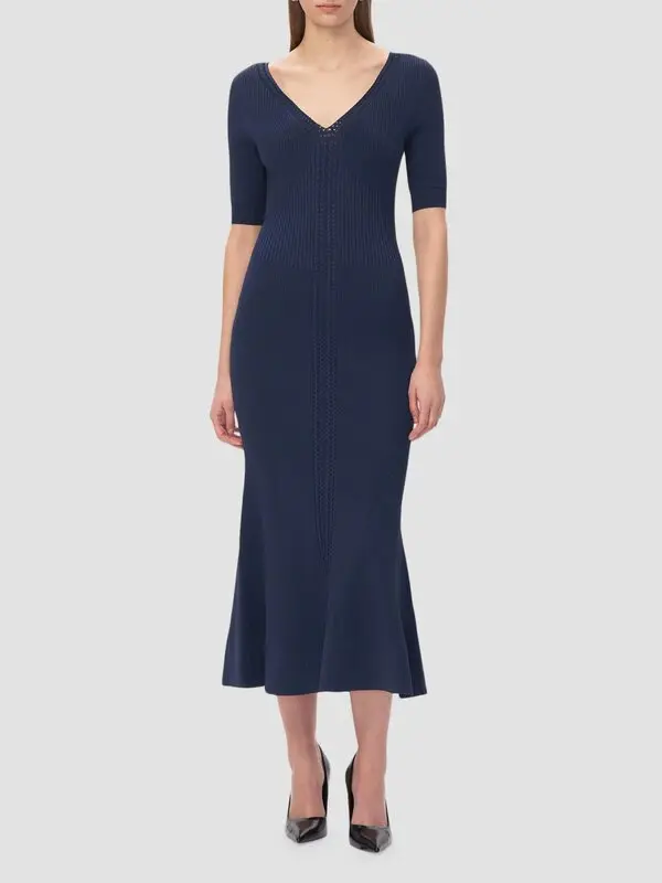 Herve Leger Aria Rib-knit V-neck Midi-dress