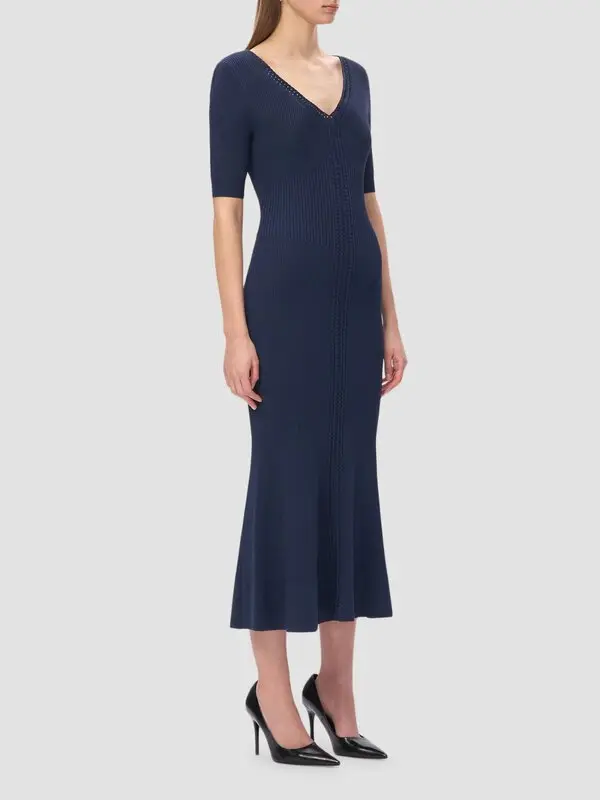 Herve Leger Aria Rib-knit V-neck Midi-dress