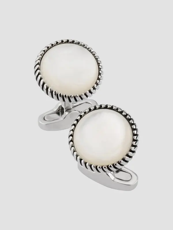 LINK UP Round Mother Of Pearl Rope Border Cufflinks