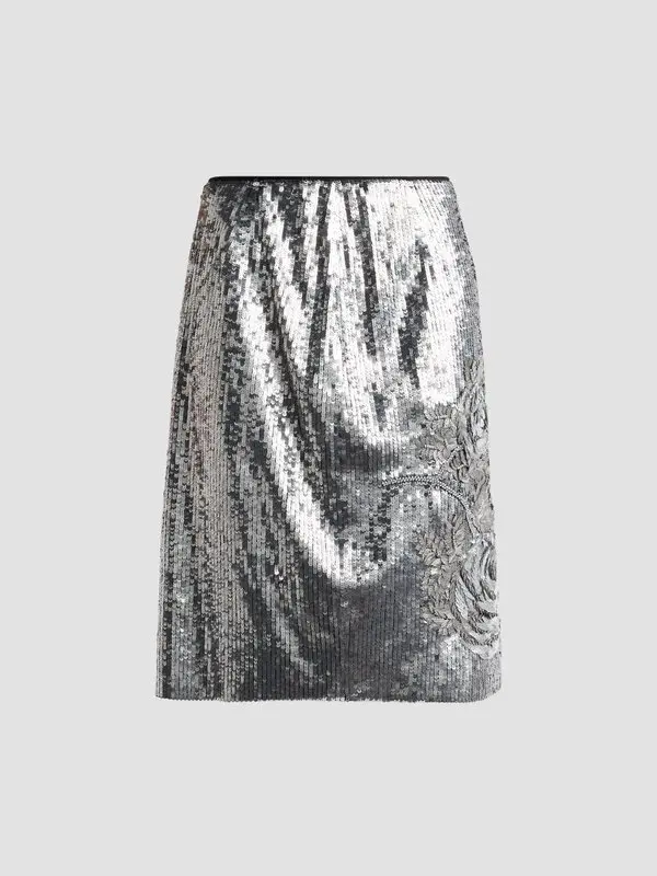 UNGARO Rachel Sequined Knee-length Skirt
