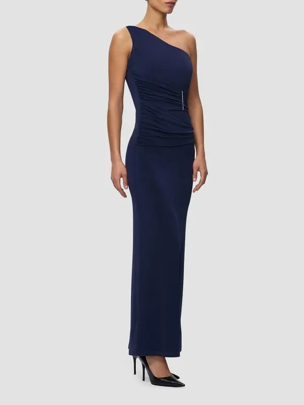 Herve Leger The Irie Ruched One-shoulder Jersey Gown - Storm