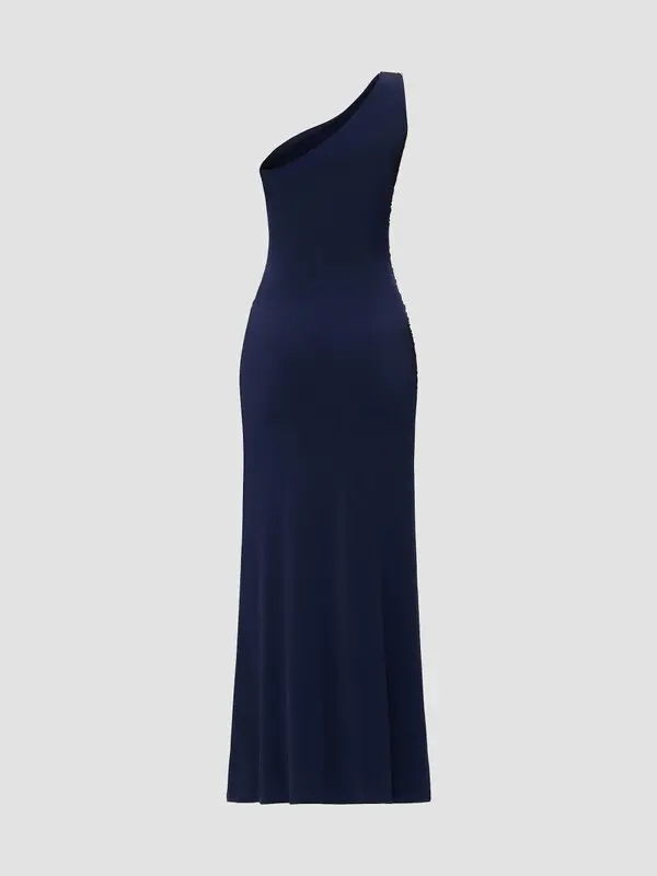 Herve Leger The Irie Ruched One-shoulder Jersey Gown - Storm