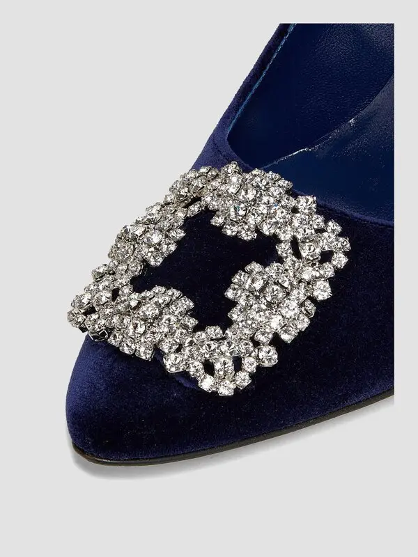 Manolo Blahnik Hangisi Crystal-embellished Buckle Pumps - Navy