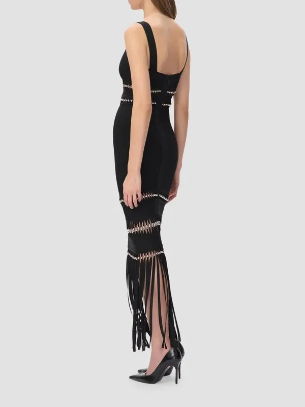 Herve Leger The Ines Bead-embellished Fringed Gown