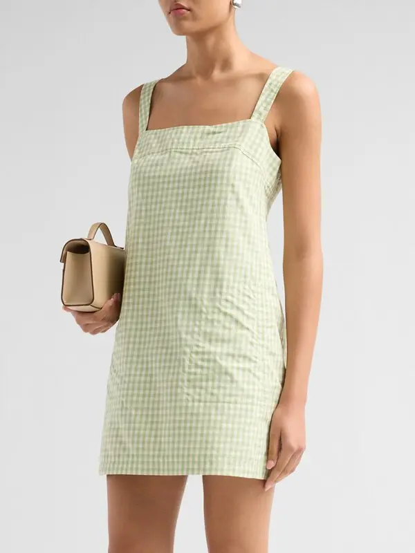 Simkhai Sloan Gingham Mini Dress - Lime Gingham