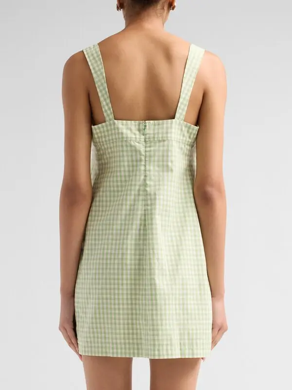 Simkhai Sloan Gingham Mini Dress - Lime Gingham