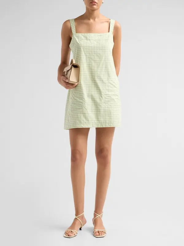 Simkhai Sloan Gingham Mini Dress - Lime Gingham